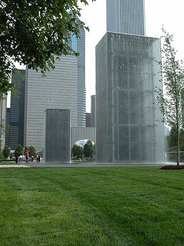 Chicago mirror ball and glass monoliths