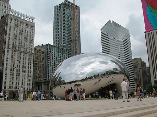 Chicago mirror ball and glass monoliths