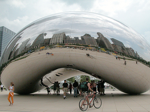 Chicago mirror ball and glass monoliths