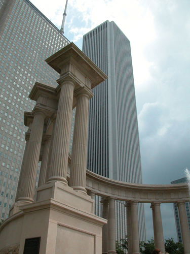 Chicago mirror ball and glass monoliths